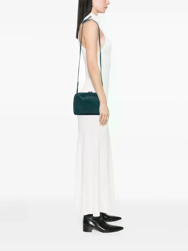 Bottega Veneta Nappa Intrecciato Nodini Crossbody Bag - Blue