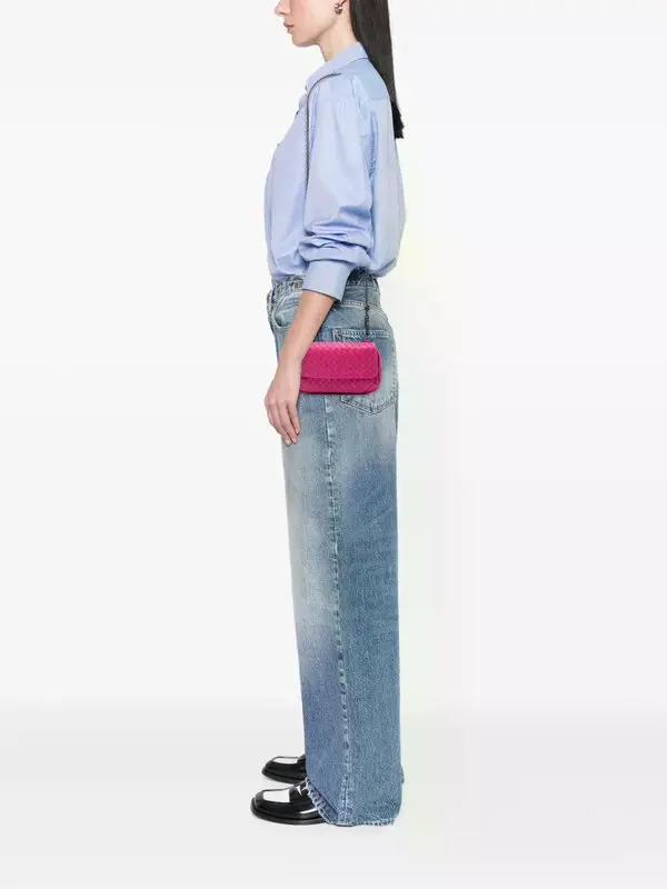 Bottega Veneta Mini Nappa Intrecciato Expandable Chain Flap Crossbody Bag - Pink