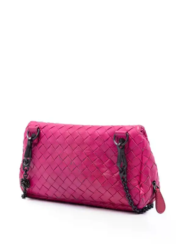 Bottega Veneta Mini Nappa Intrecciato Expandable Chain Flap Crossbody Bag - Pink