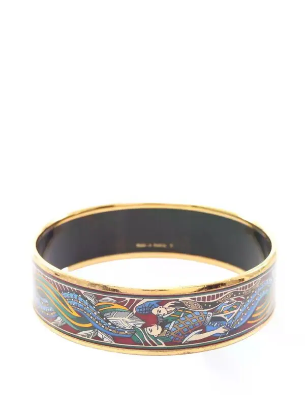 Hermès Enamel And Gold Plated Metal Bangle Bracelet - Red