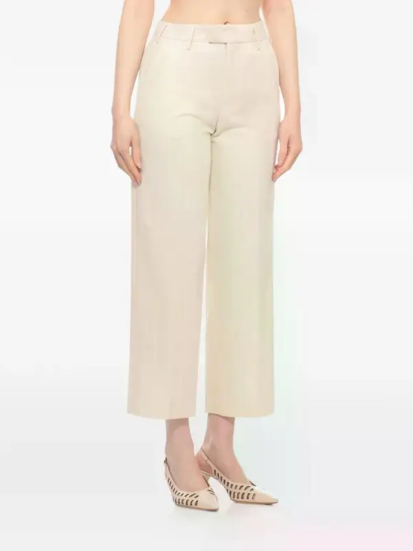 PT TORINO Cream White Pressed Crease Straight-leg Trousers