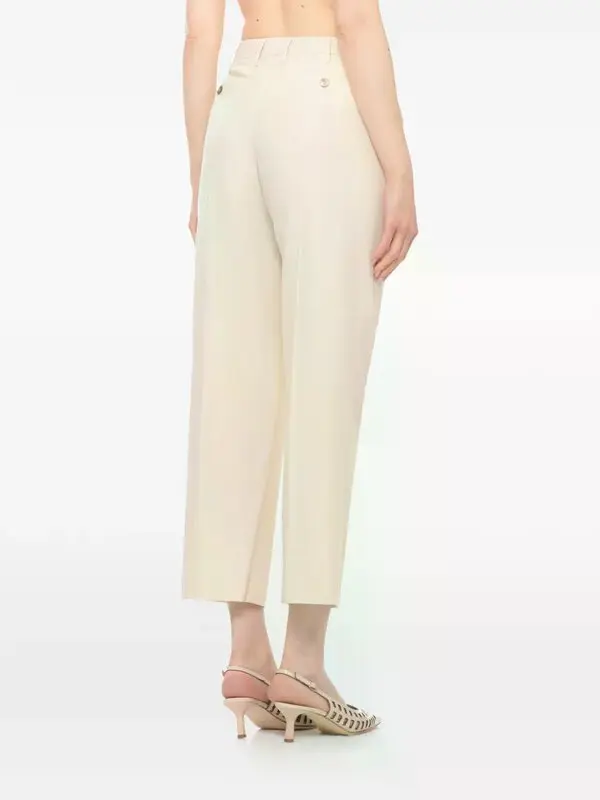 PT TORINO Cream White Pressed Crease Straight-leg Trousers