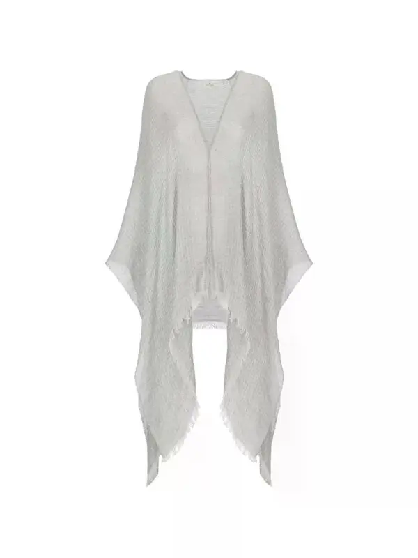 PANICALE Lurex Patterned Frayed Poncho