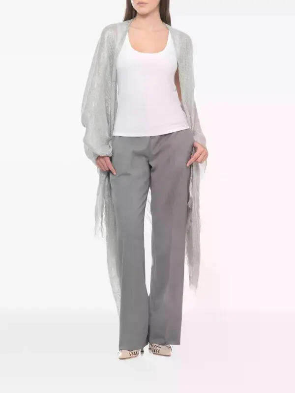 PANICALE Lurex Patterned Frayed Poncho