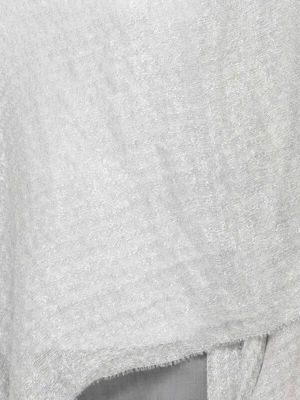 PANICALE Lurex Patterned Frayed Poncho