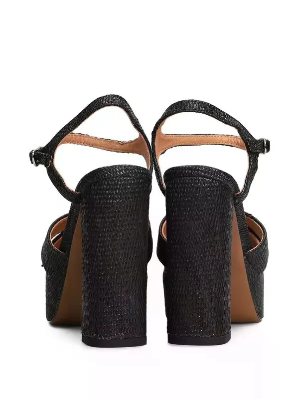 BIBI LOU Woven Platform Block Heel Sandals - Black