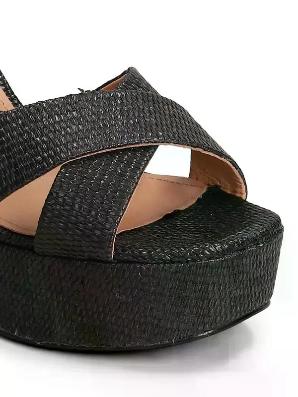 BIBI LOU Woven Platform Block Heel Sandals - Black