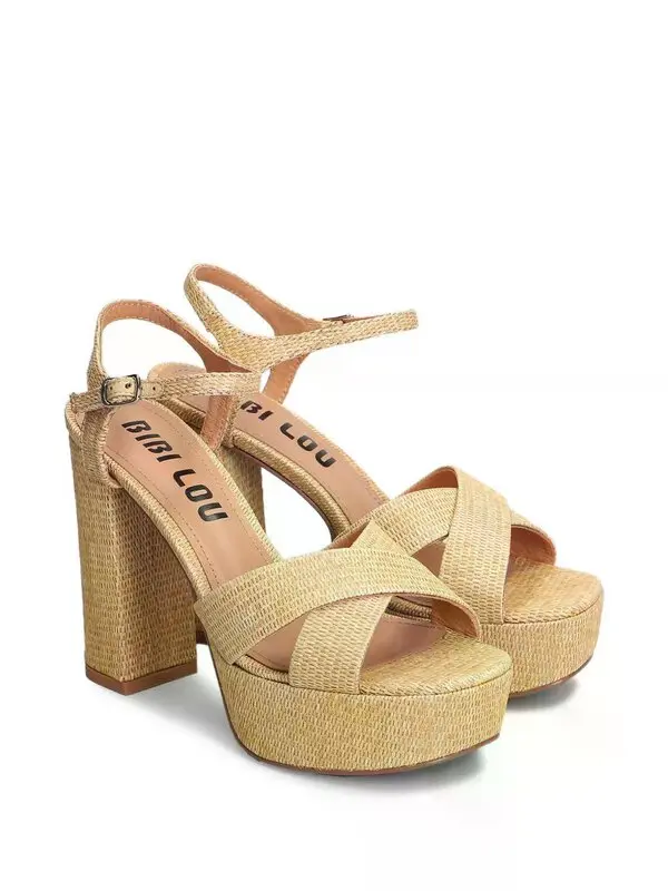 BIBI LOU Primrose Woven Platform Sandals - Neutrals