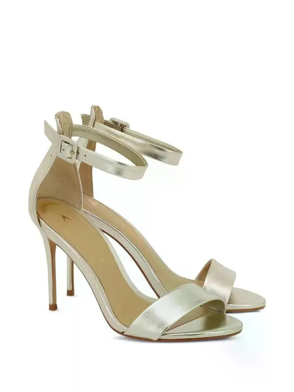 ANDREA CARRANO Open Round Toe Sandals With Ankle Strap - Gold