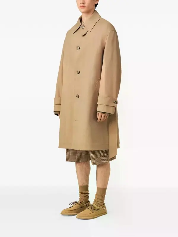 AMI Paris Water-repellent Cotton Twill Belted Mac Coat