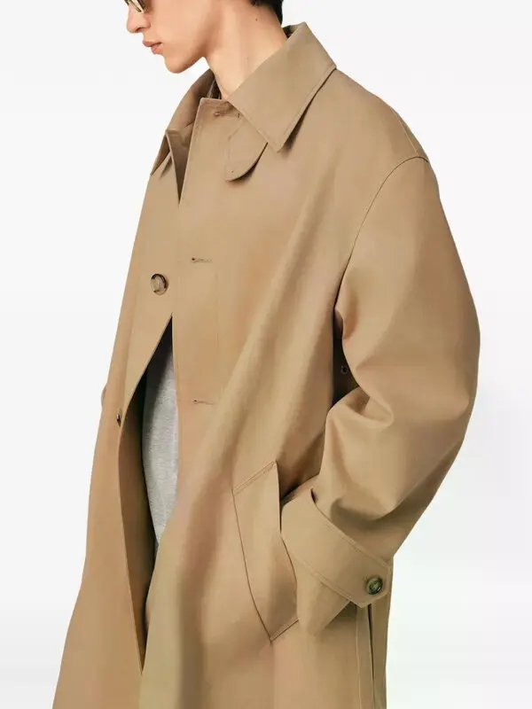 AMI Paris Water-repellent Cotton Twill Belted Mac Coat