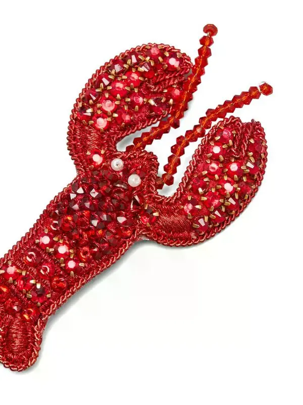 Thom Browne Crystal-beaded Lobster Brooch - Red