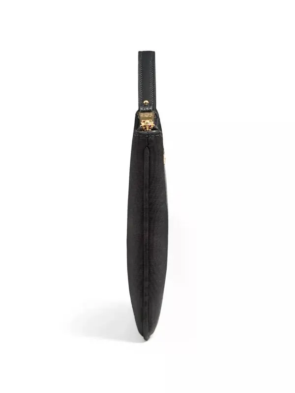 Valentino Garavani Vlogo Signature Clutch In Moiré Fabric With Jewel Logo - Black