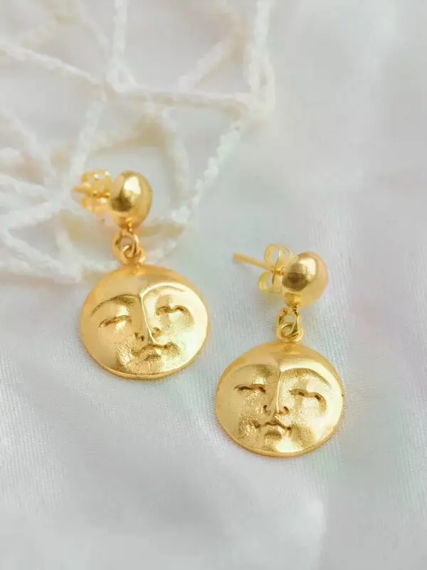 OTTOMAN HANDS Moon Face Drop Earrings