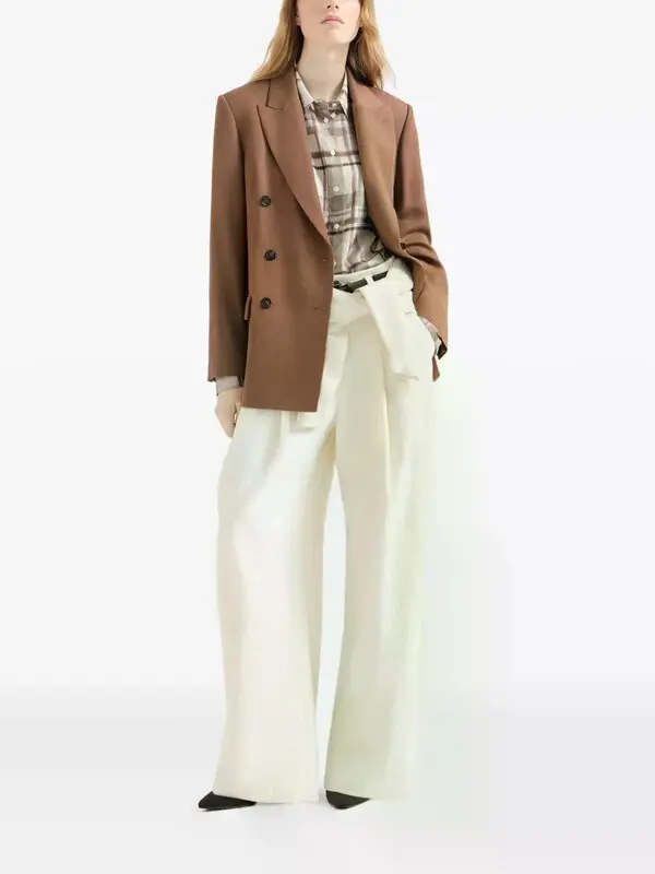 Brunello Cucinelli Silk Pongée Macrocheck Print Shirt