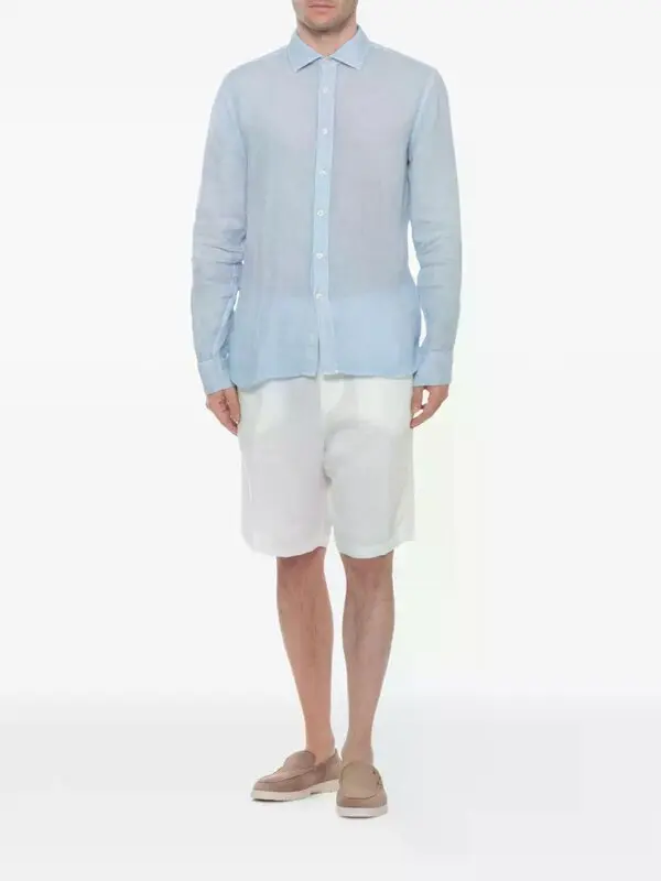120% Lino Long-sleeved Shirt - Blue