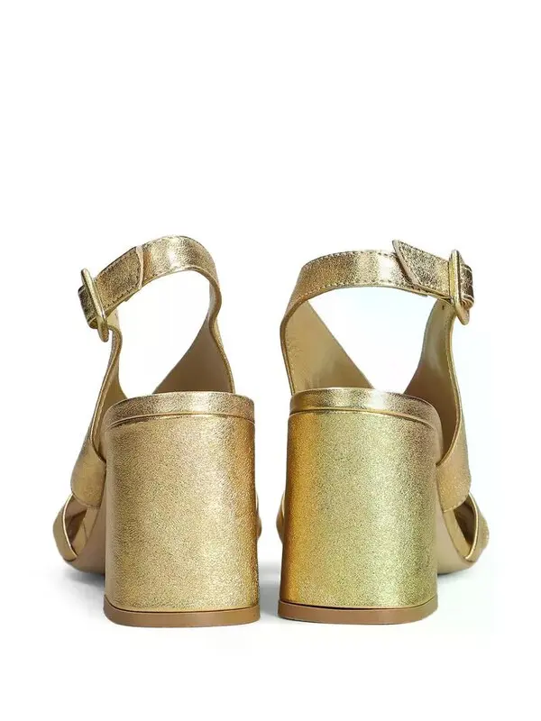 L'ARIANNA Block Heel Sandals With Knotted Detail - Gold