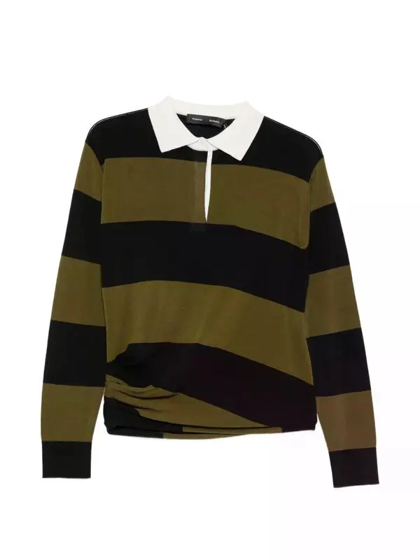 Proenza Schouler Striped Cotton Polo Shirt - Black