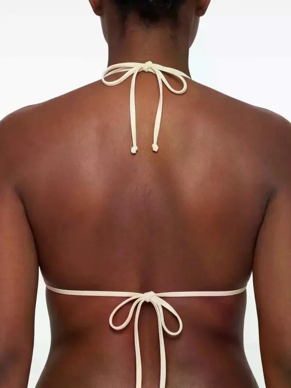 LA REVECHE Floral-appliqué Bikini Top - White