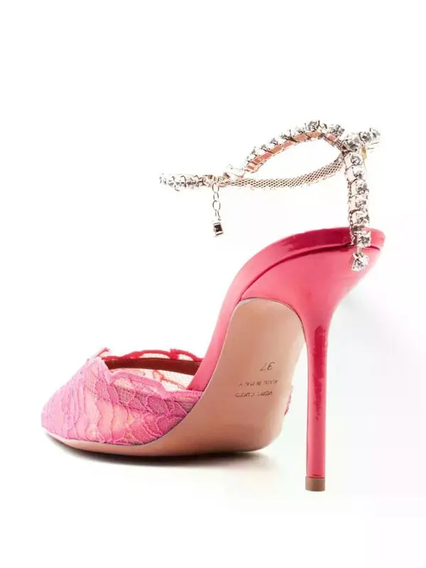 CASTAGNA Lace Crystal-embellished Stiletto Pumps - Pink