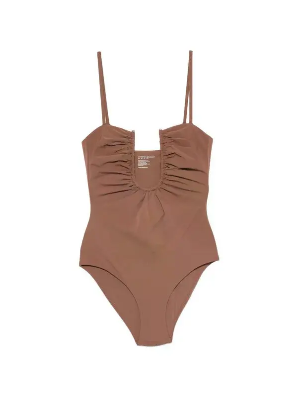 Christopher Esber Arced Ruched Swimsuit - Brown