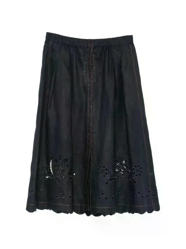 Vita Kin Balthazar Broderie-anglaise Midi Skirt - Blue
