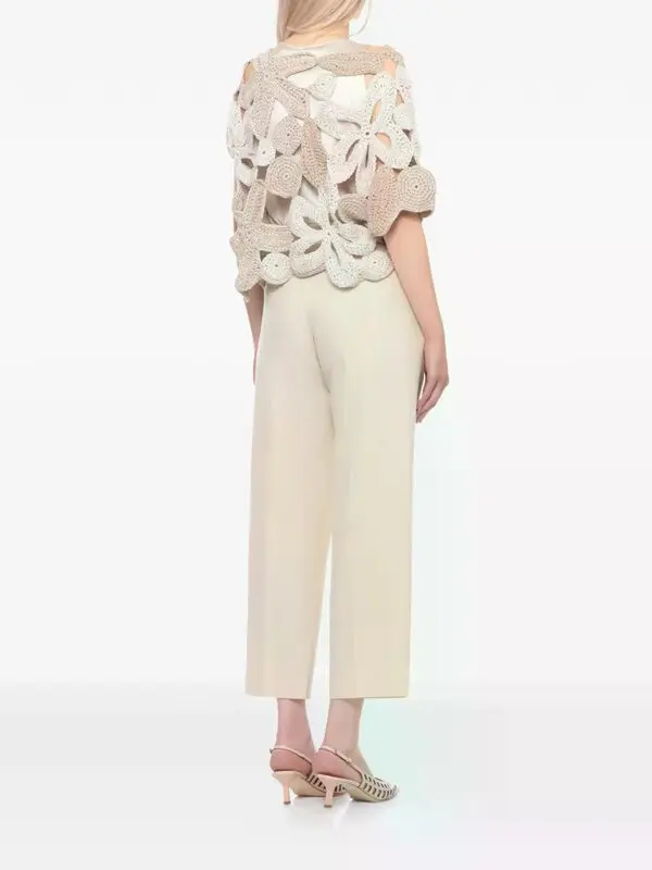 Antonelli Firenze Floral Crochet Sweater - Neutrals