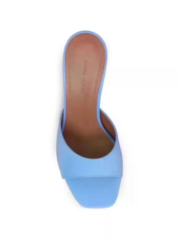 Amina Muaddi Lupita Leather Heeled Sandals - Blue