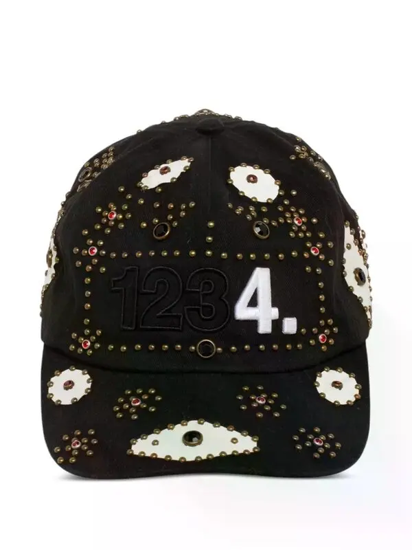 BLDG4 Monumental Stud-embellished Leather-appliqué Hat - Black