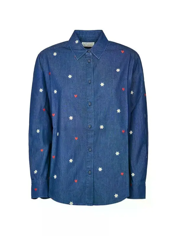 MC2 SAINT BARTH Embroidered Denim Shirt - Blue