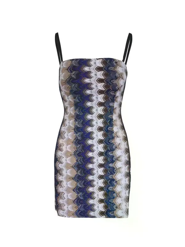 Missoni Zigzag-knit Sleeveless Mini Dress - Blue