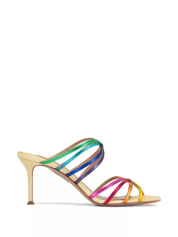 AQUAZZURA Metallic Crossover Strappy Sandals - Yellow