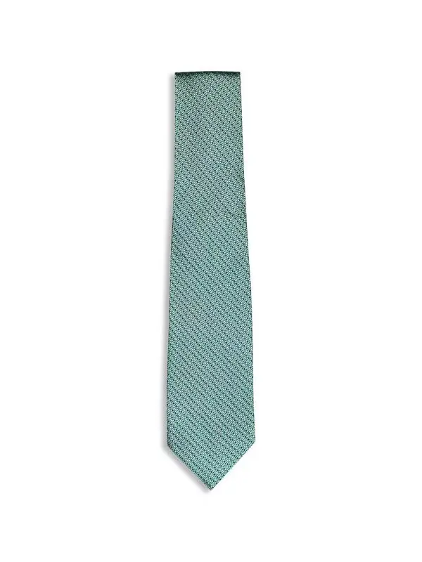 Isaia Geometric Jacquard Tie - Green