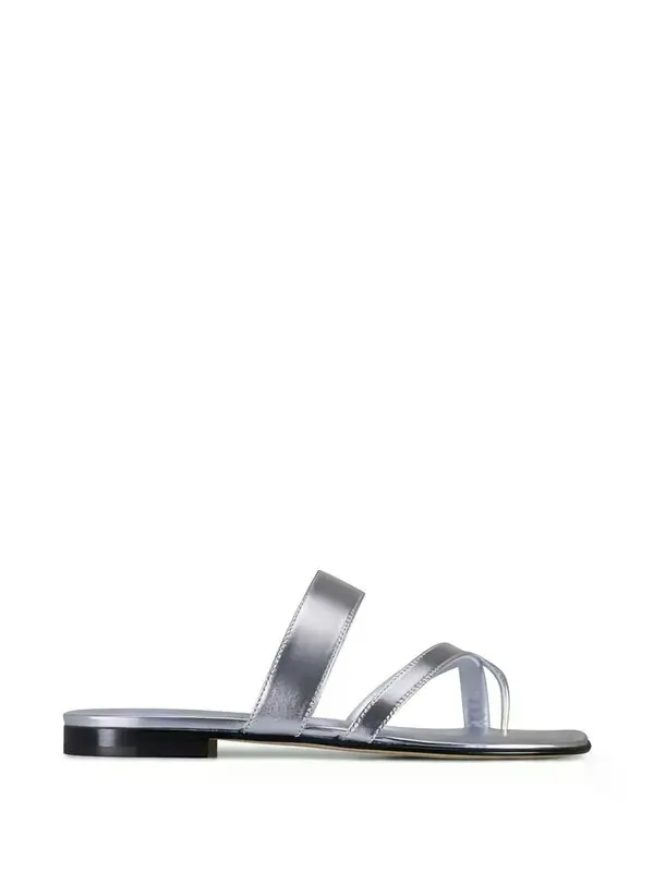 Manolo Blahnik Susa Metallic-effect Toe-strap Sandals - Silver