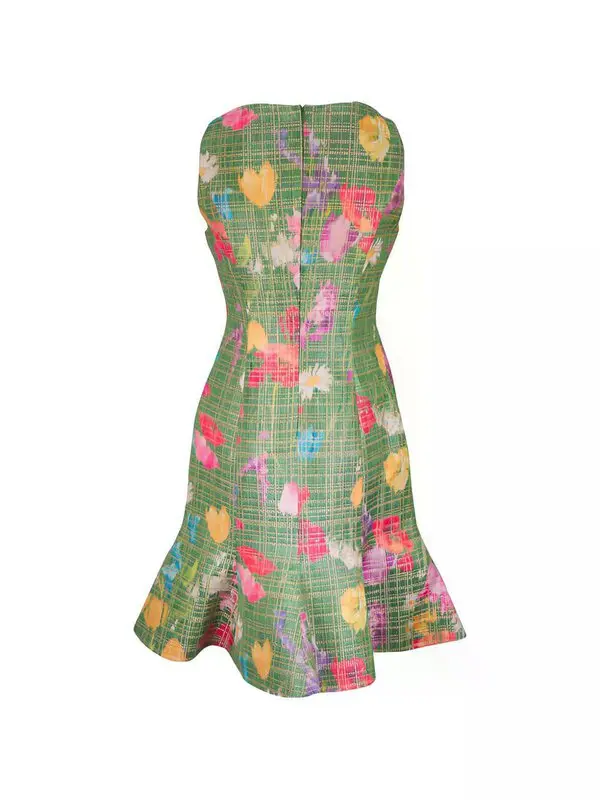 Lela Rose Cactus Floral Print Ruffled Mini Dress