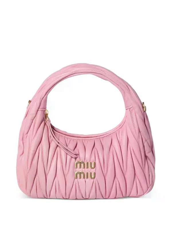 Miu Miu Wander Matelassé Nappa Leather Tote Bag - Pink