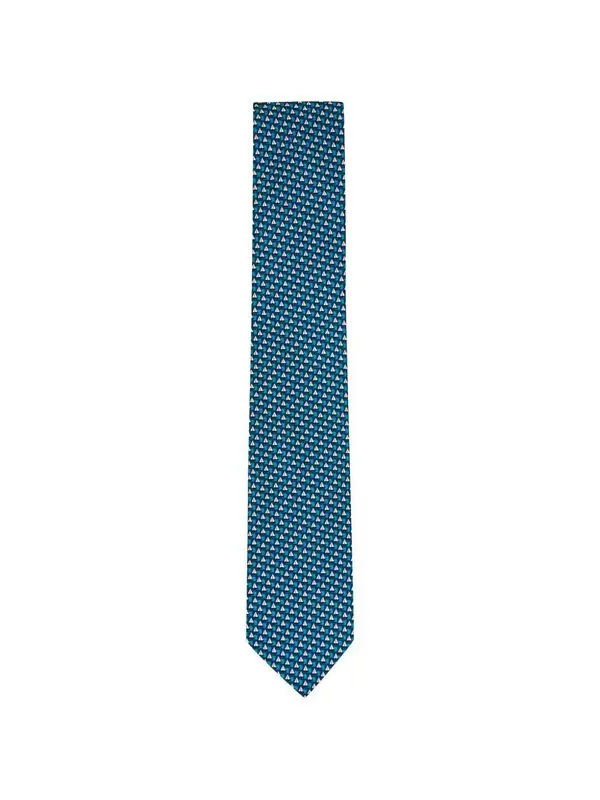 Zegna Silk Sailboat Print Neck Tie - Blue