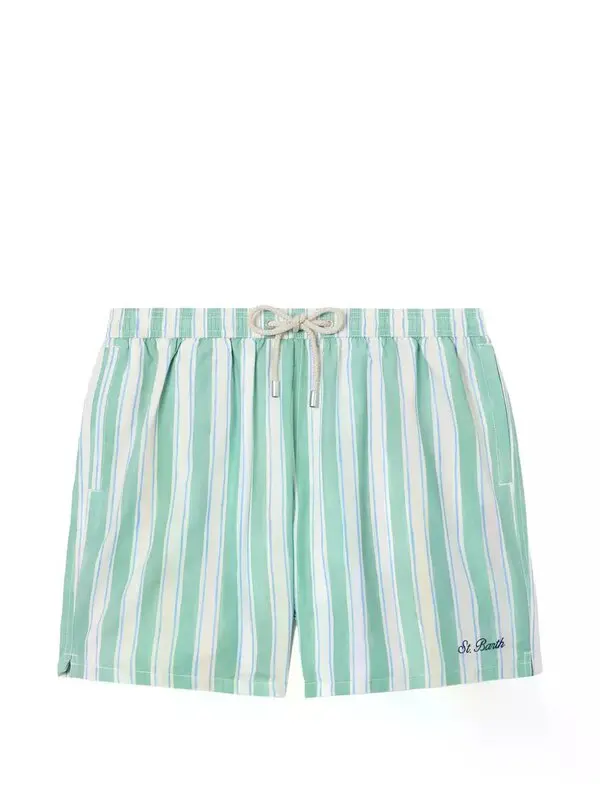 MC2 SAINT BARTH Syros Striped Drawstring Swim Shorts - Green