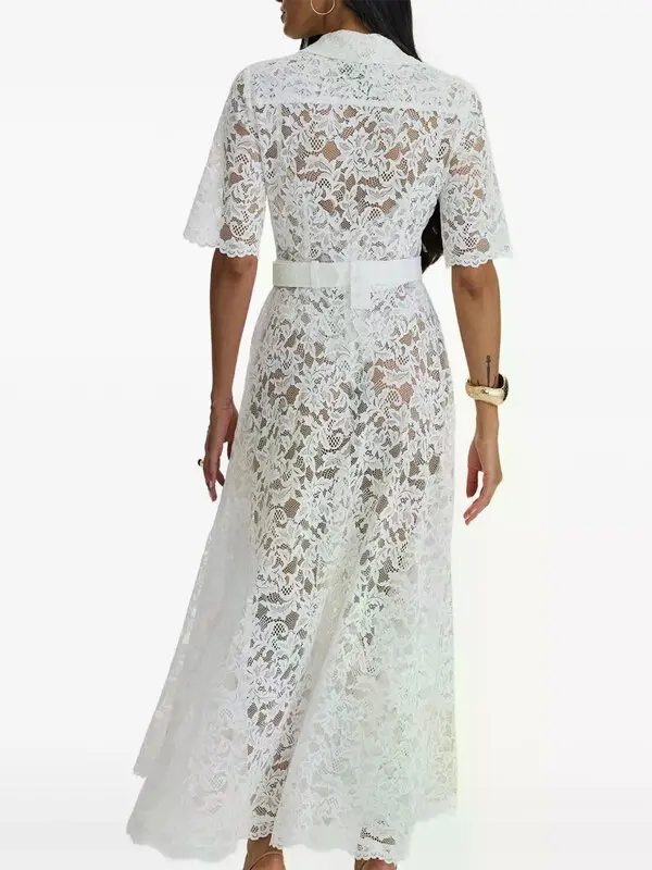 MOOS STUDIO Reverie Belted Floral-lace Maxi Dress - White