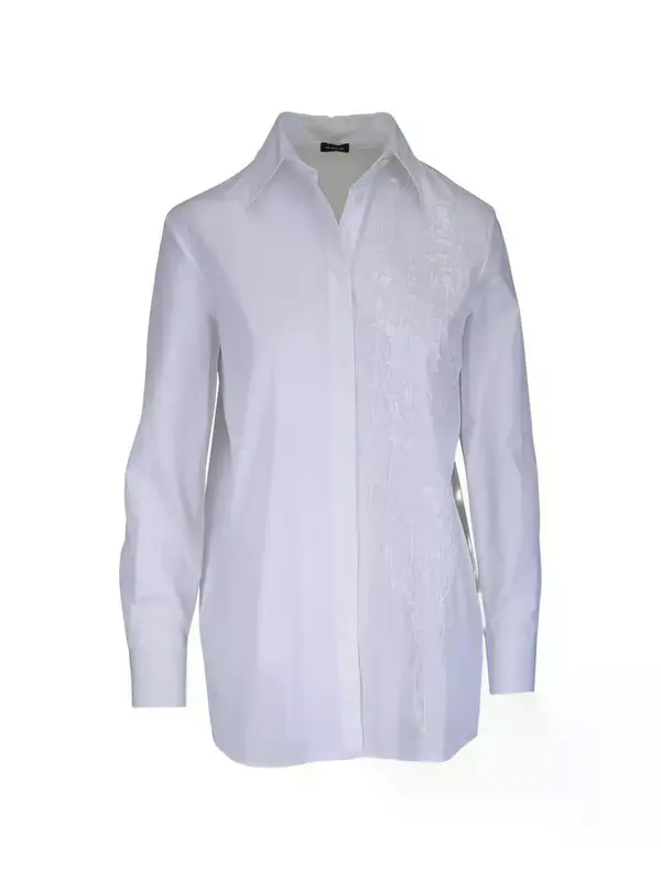 Kiton Floral Embroidered Box-pleat Blouse - White