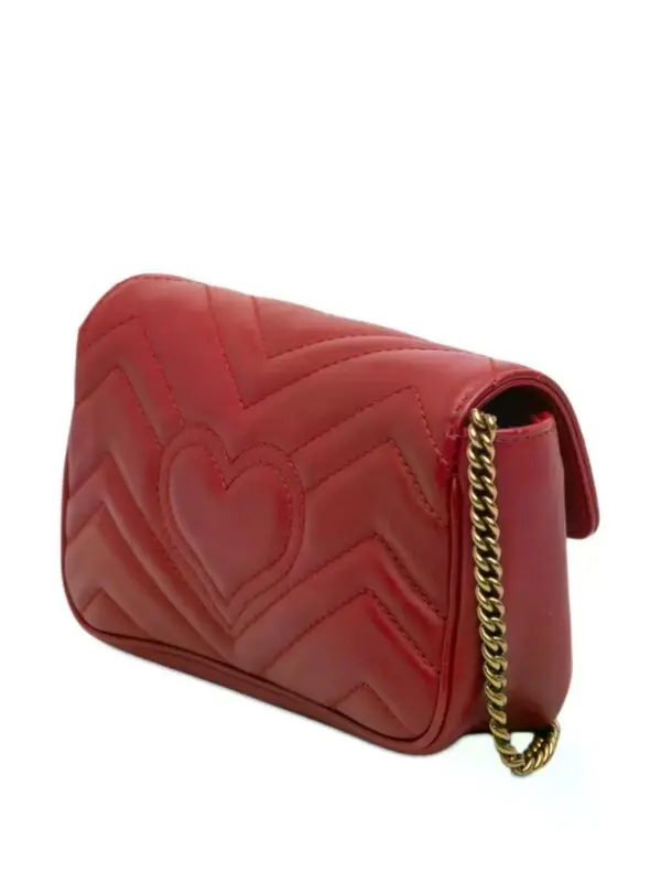 Gucci Mini Gg Marmont Matelassé Leather Flap Crossbody Bag - Red