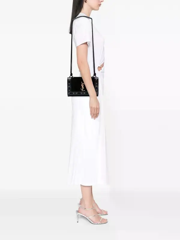Saint Laurent Medium Suede Rope Stitch Kate Crossbody Bag - Black