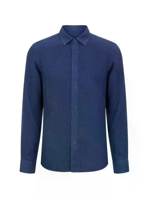 120% Lino Long-sleeved Linen Shirt - Blue