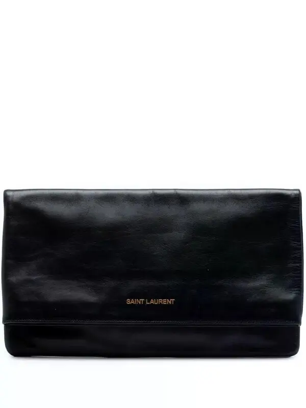 Saint Laurent Leather Fold Over Clutch Bag