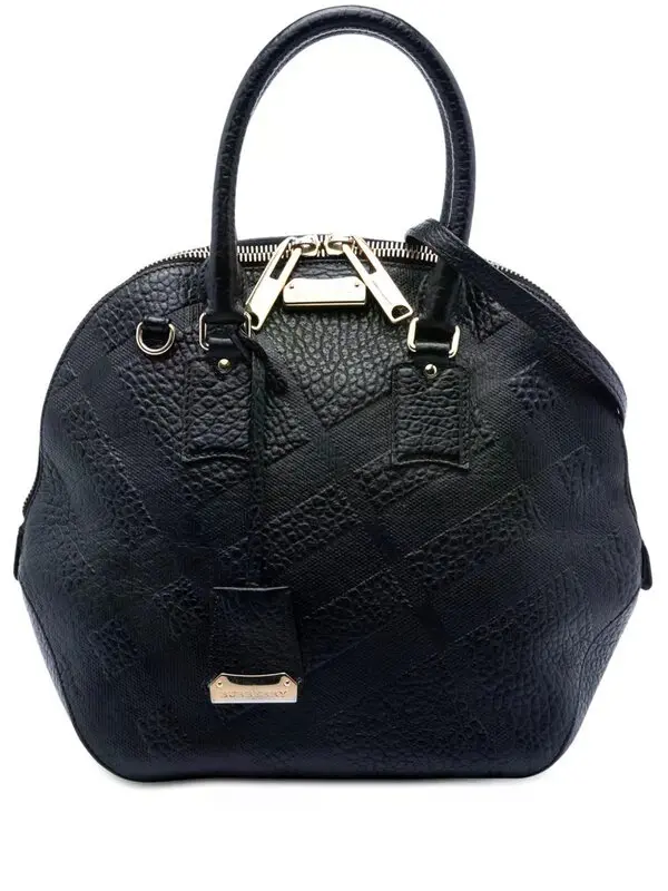 Burberry Grain Leather Orchard Bowling Bag Satchel - Black