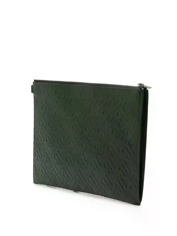 Burberry Embossed Leather Tb Monogram Clutch Bag