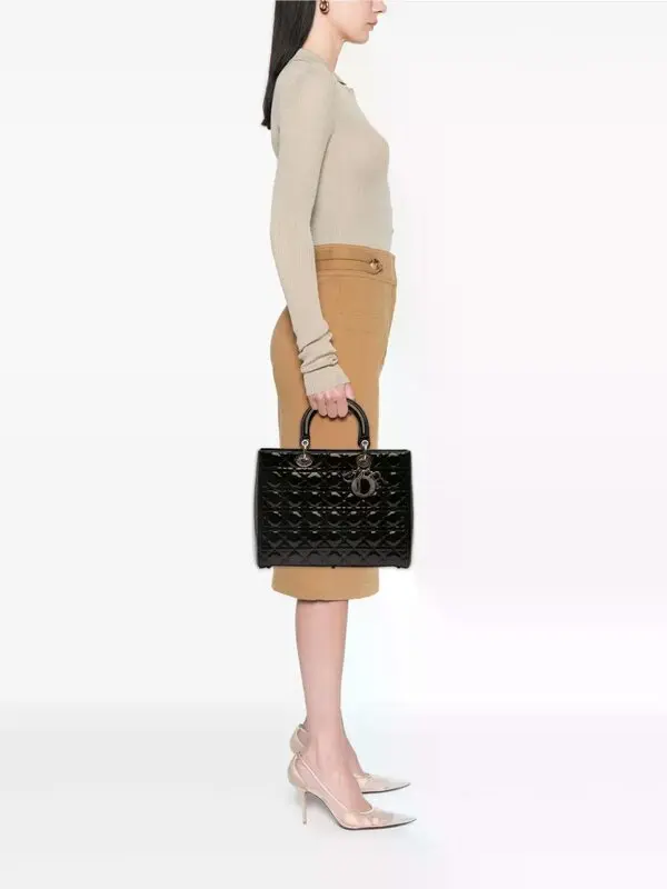 Dior Large Patent Cannage Lady Satchel