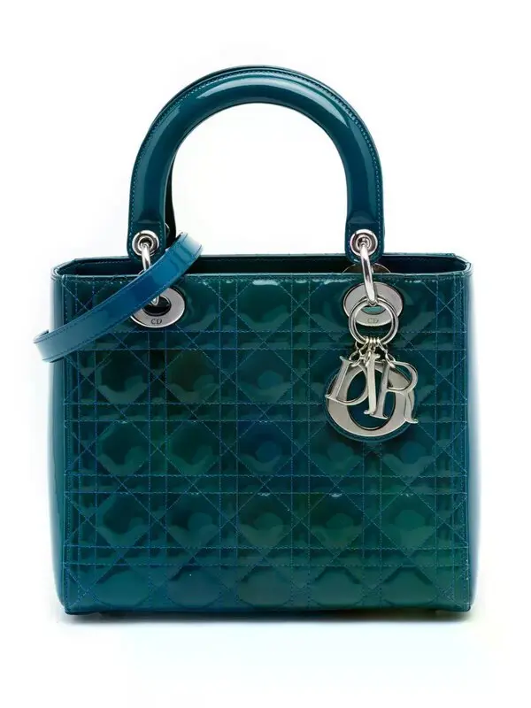 Dior Patent Cannage Lady Satchel - Blue