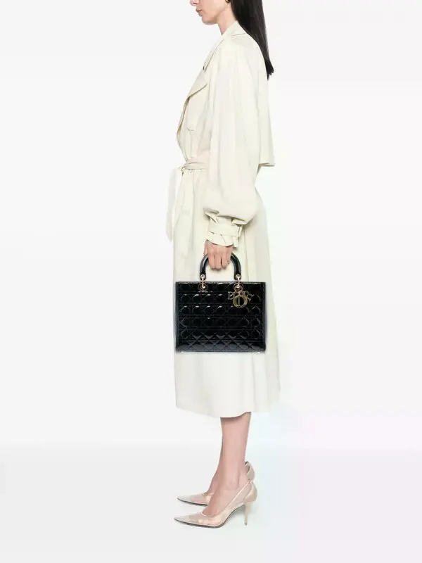 Dior Large Patent Cannage Lady Satchel - Black
