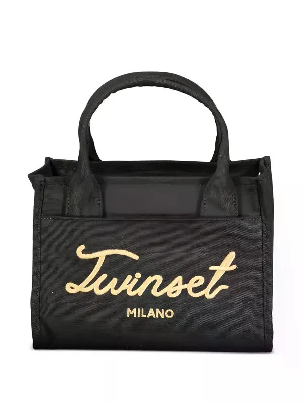 TWINSET Embroidered Logo Canvas Tote Bag